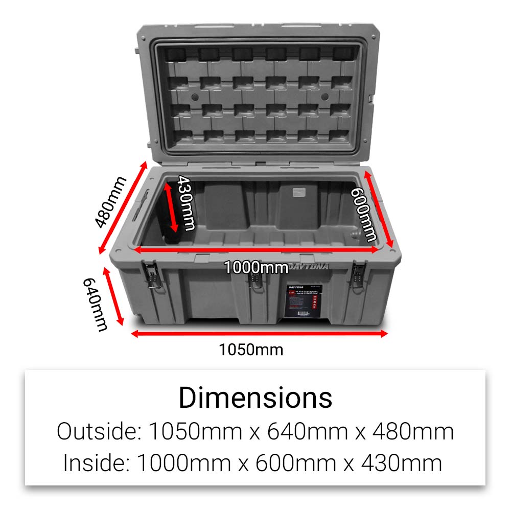 Daytona D232XLB 232L Grey Heavy Duty X-Large Cargo Case Box with Wheels
