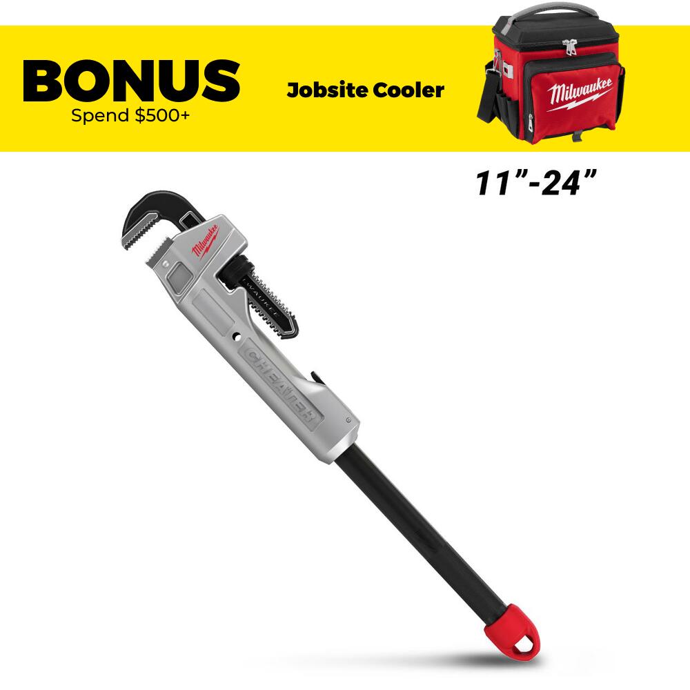 Milwaukee 48227318 11"-24" Adjustable Pipe Wrench Aluminum Cheater