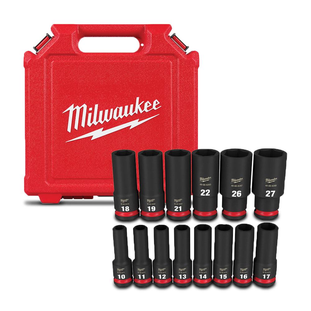 Milwaukee 49667014 Shockwave 1/2" Drive 14pce Metric Deep 6 Point ...