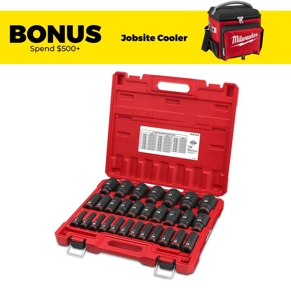 Milwaukee 49667015 Shockwave 1/2" Drive 29pce Metric Deep 6 Point ...