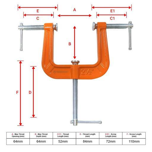 Techsmart TE3EC63 64mm (2.5mm) 3-Way Edge Clamp