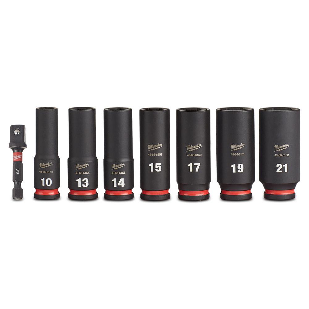 Milwaukee 49667021 Shockwave 3/8" Drive 8pce Metric Deep 6 Point Impact ...