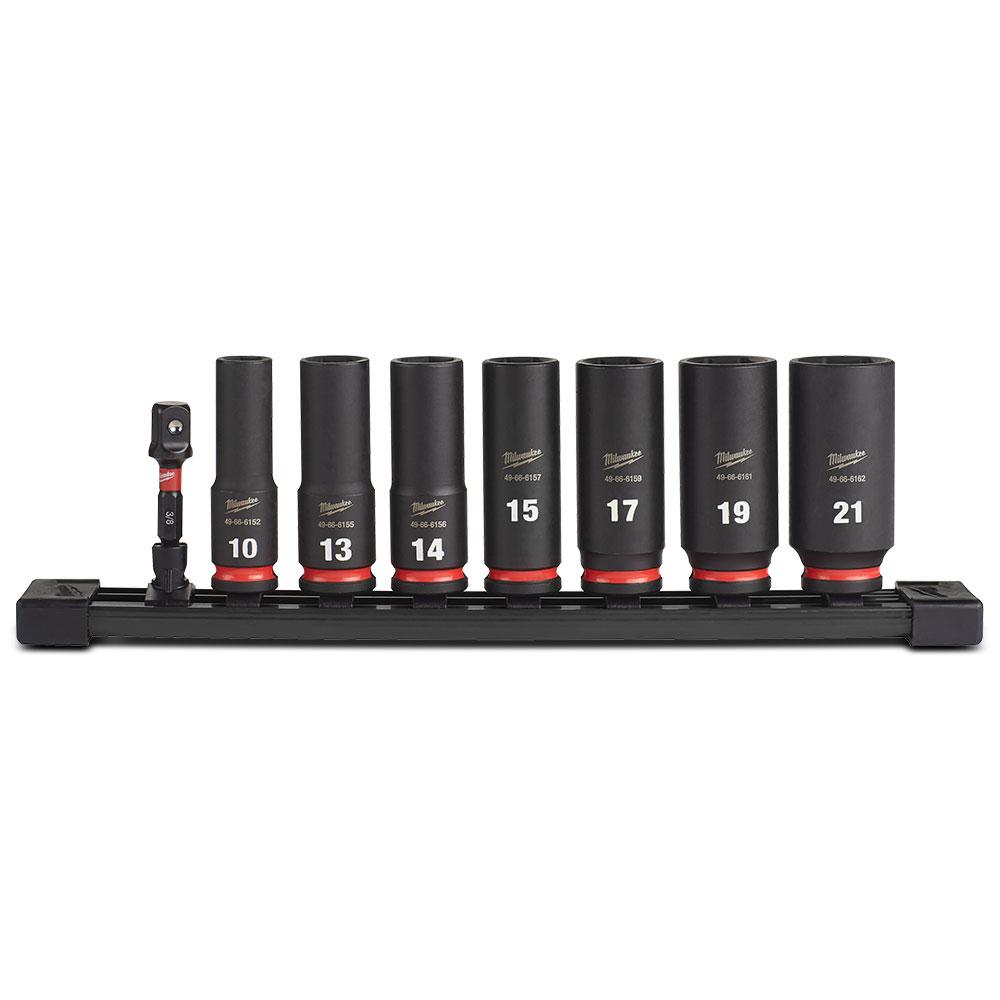 Milwaukee 49667021 Shockwave 3/8" Drive 8pce Metric Deep 6 Point Impact ...