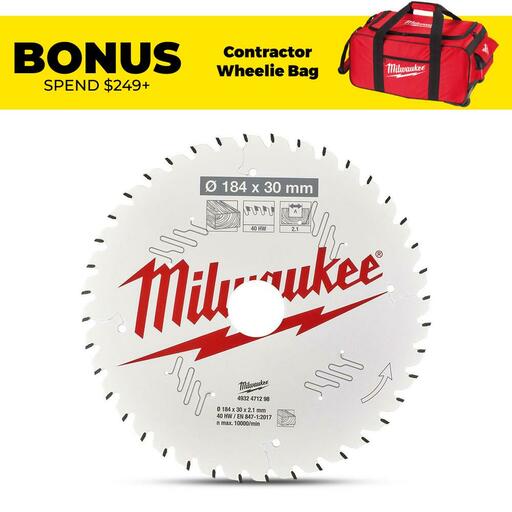 Milwaukee 4932471298 184mm (7-1/4") x 30mm 40T Fine Finish Circular Saw ...