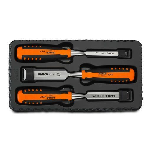 Bahco 424P-S3-EUR 3pce Chisel Set With Rubberised Handle
