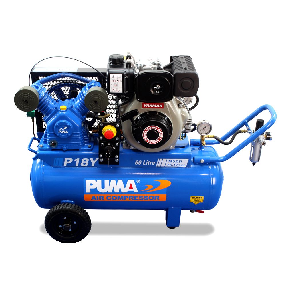 PUMA Air Compressor PU P18Y ES 4.7HP 350L/min Diesel Electric Start ...