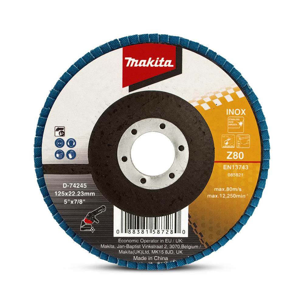 Makita D-74245 125mm Eco Flap Disc 80# - Zirconia Flat
