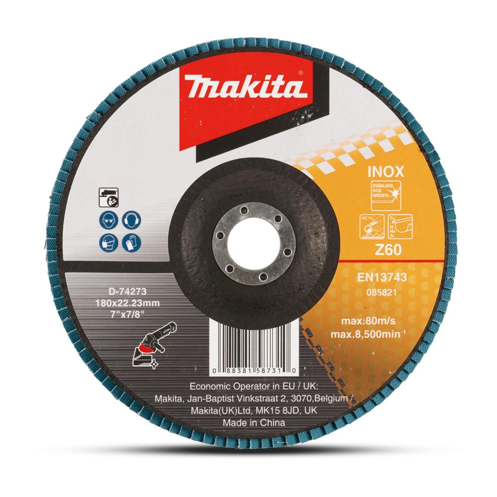 Makita D-74273 180mm Eco Flap Disc 60# - Zirconia Flat