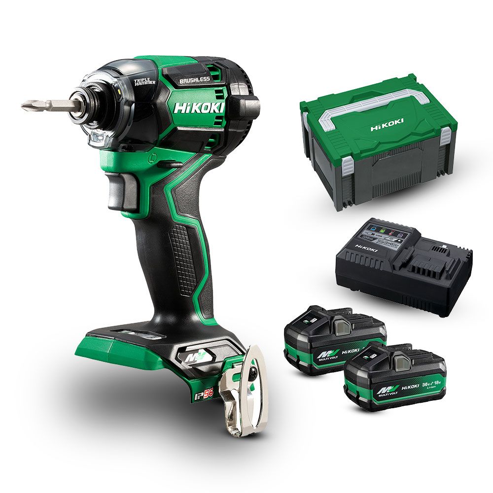 HiKOKI WH36DC(HRZ) 36V 2.5Ah Li-Ion Cordless Brushless MultiVolt IP56 Impact Driver Combo Kit