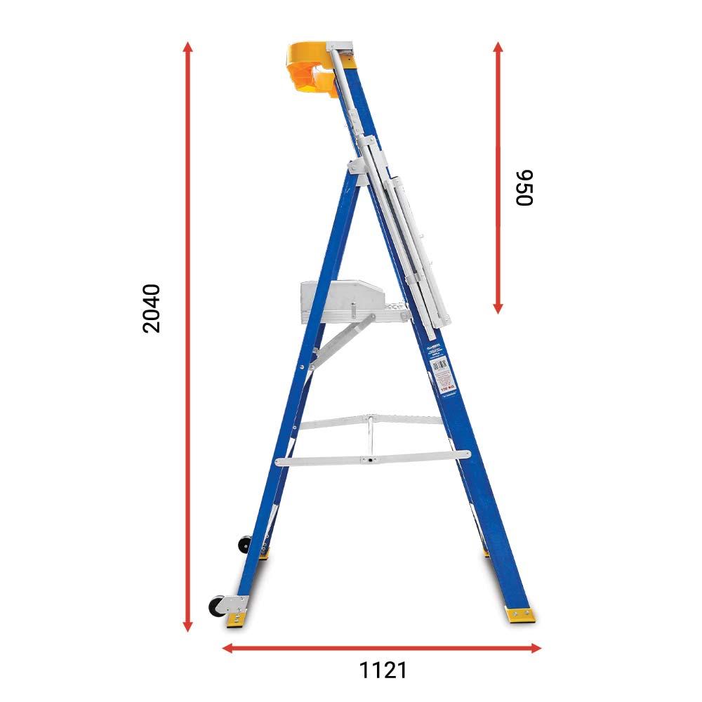 Climbrite CFPL4 4-Step 150kg Fibreglass Safety Gate Platform Ladder
