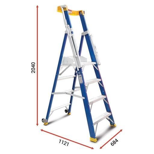 Climbrite CFPL4 4-Step 150kg Fibreglass Safety Gate Platform Ladder