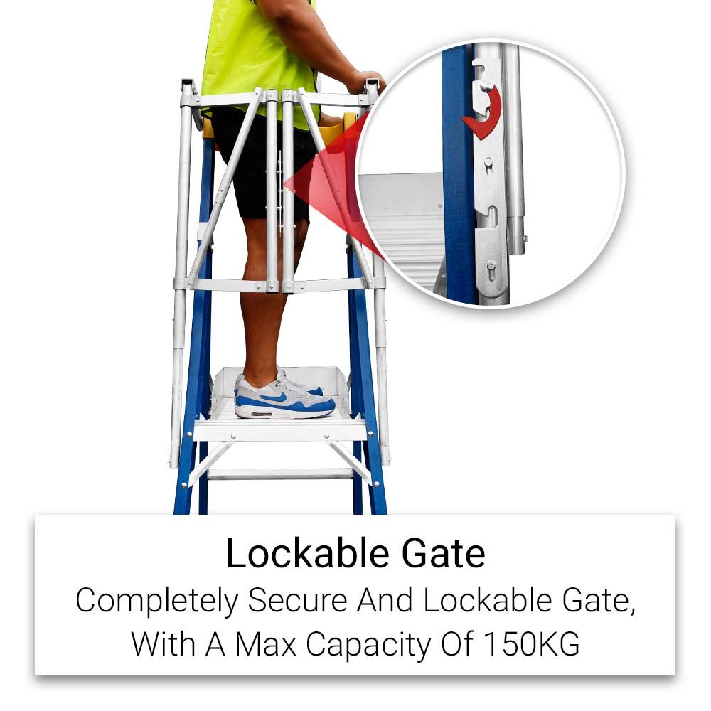 Climbrite CFPL5 5-Step 150kg Fibreglass Safety Gate Platform Ladder