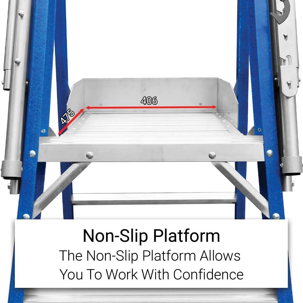 Climbrite CFPL5 5-Step 150kg Fibreglass Safety Gate Platform Ladder