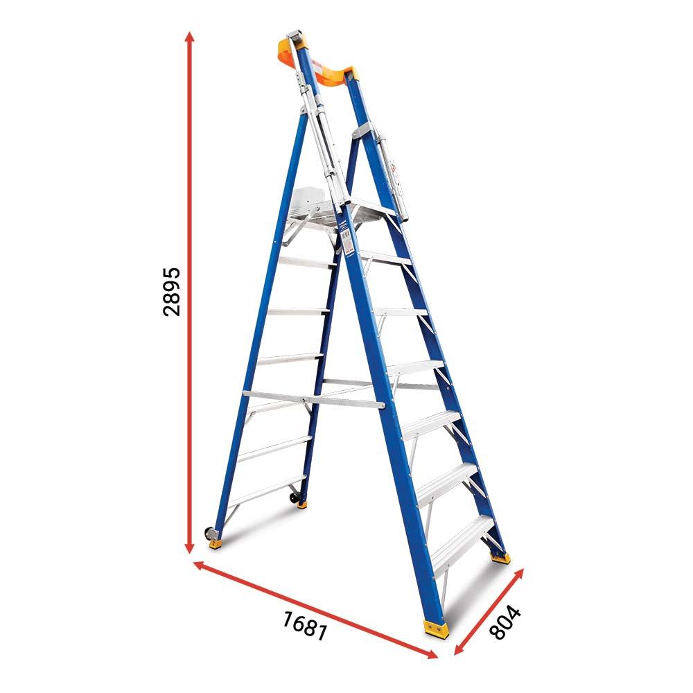 Climbrite CFPL7 7-Step 150kg Fibreglass Safety Gate Platform Ladder