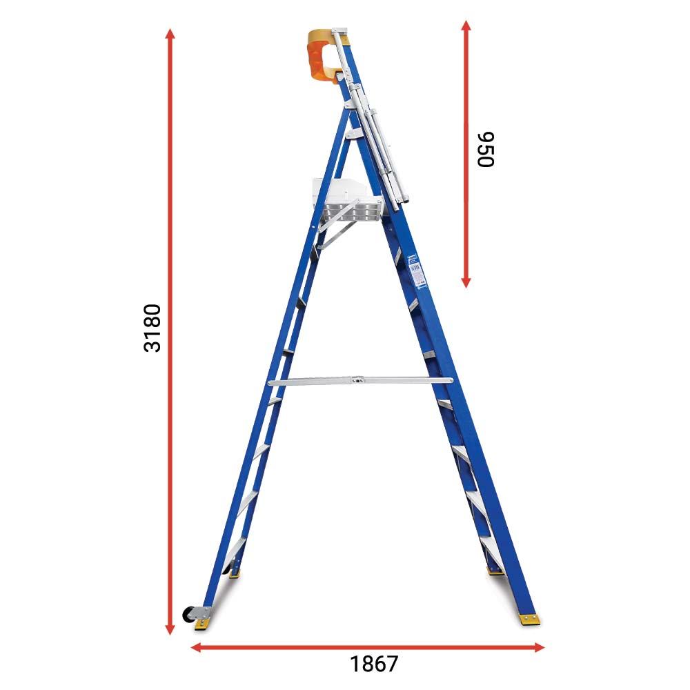 Climbrite CFPL8 8-Step 150kg Fibreglass Safety Gate Platform Ladder