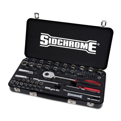 Sidchrome SCMT19754HB 58pce Metric/AF 1/4" & 1/2" Drive Black Hyper ...