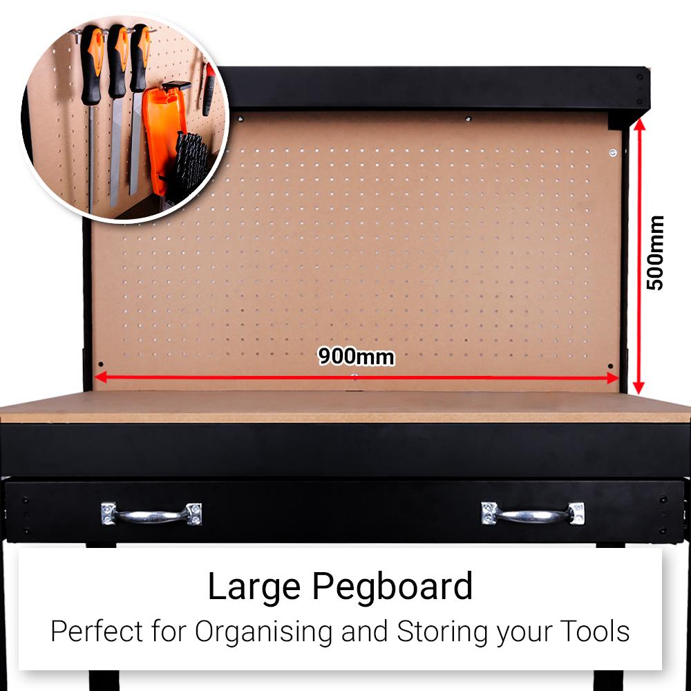 Techsmart T900WB 900mm Multi Purpose Workbench with Pegboard