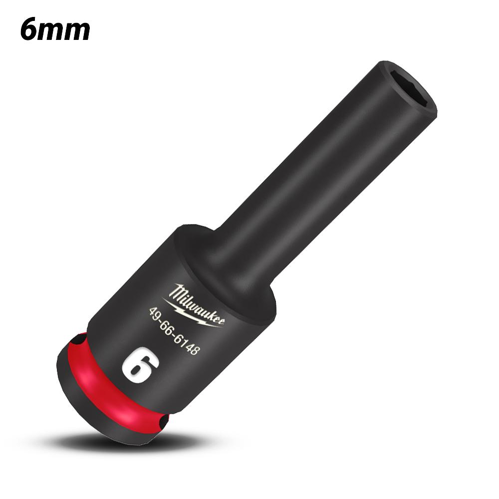 Milwaukee 49666148 6mm 3/8" Drive Shockwave Metric Deep 6 Point Impact ...