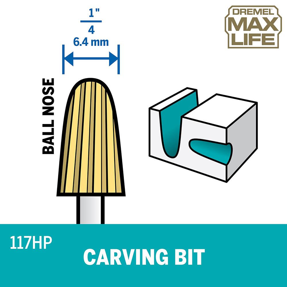 Dremel 117HP (2.615.011.7HA) 2-Pack 6.4mm MAX Curved High Speed Cutter Bits