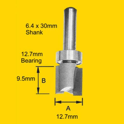 TruaCut TB8216S 12.7mm 1/4" Shank Inverted Short Flush Trim Router Bit