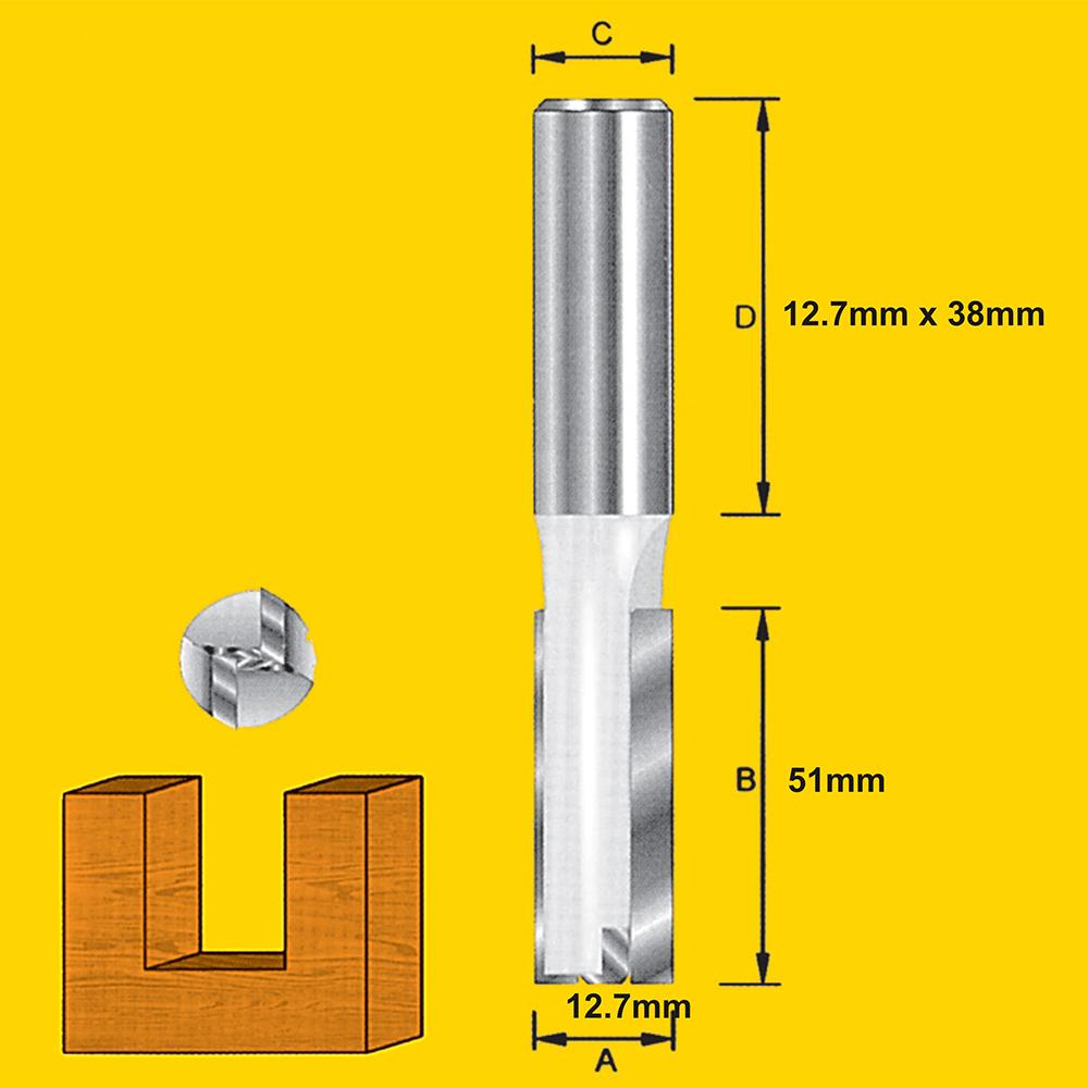 TruaCut TMX1412.7 12.7mm 1/2" Shank Straight Double Flute Extra Long ...