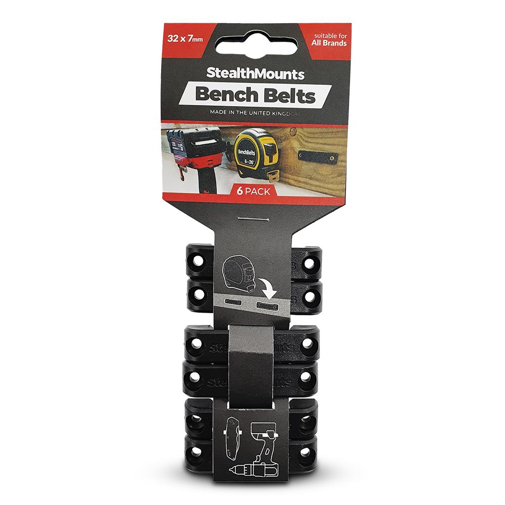 StealthMounts BB-BLK-6 6-Pack Universal Bench Belt Mount - Black