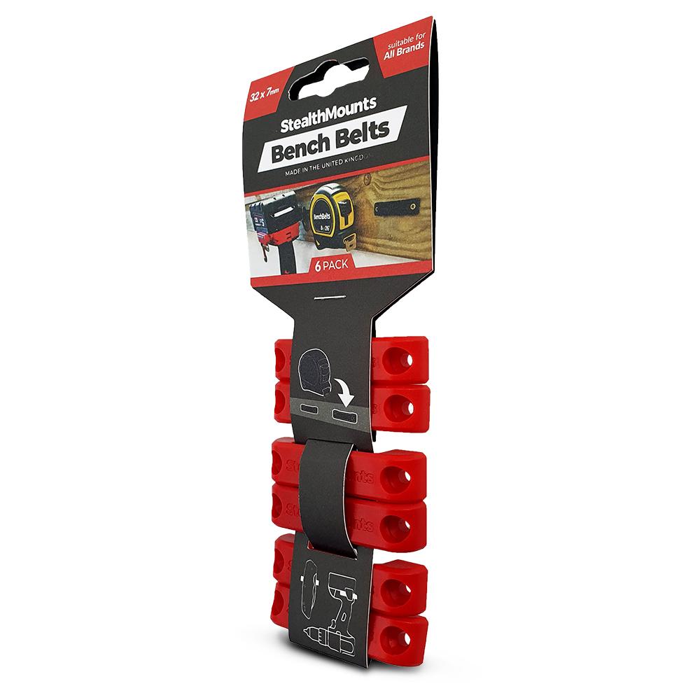 StealthMounts BB-RED-6 6-Pack Universal Bench Belt Mount - Red
