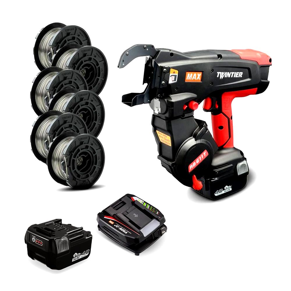 MAX RB611T-25PCK 14.4V 4.0Ah Li-ion Cordless Brushless TwinTier Rebar ...