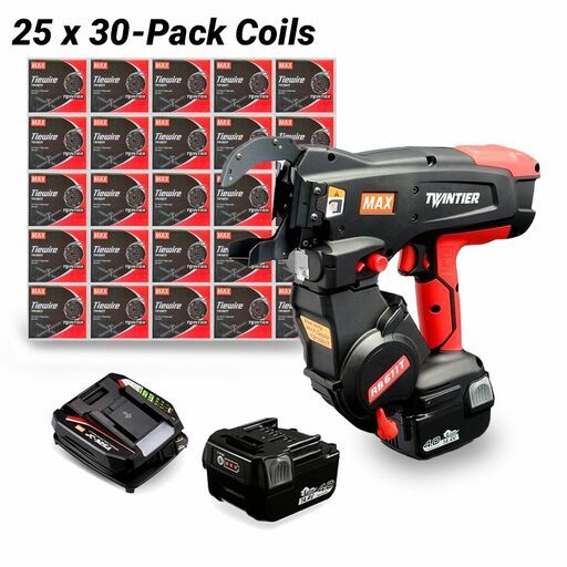 MAX RB611T-25PCK 14.4V 4.0Ah Li-ion Cordless Brushless TwinTier Rebar ...