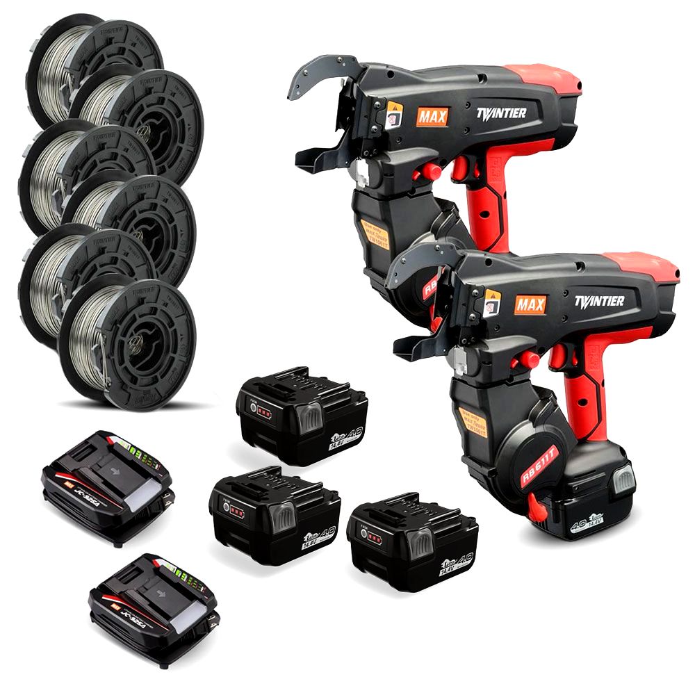 MAX RB611T-40PCK 14.4V 4.0Ah Li-ion Cordless Brushless TwinTier Rebar ...