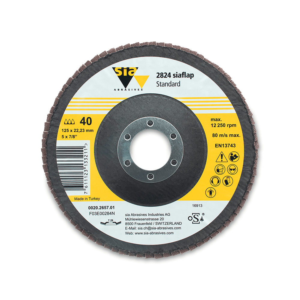 Sia Abrasives 2824 (F03E00284N) 125mm x 22.23mm P40 Zirconia Abrasive ...