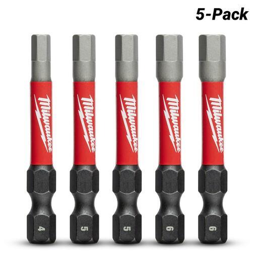 Milwaukee 48324695 5pce 4mm, 5mm & 6mm 50mm (2") SHOCKWAVE Hex Power ...