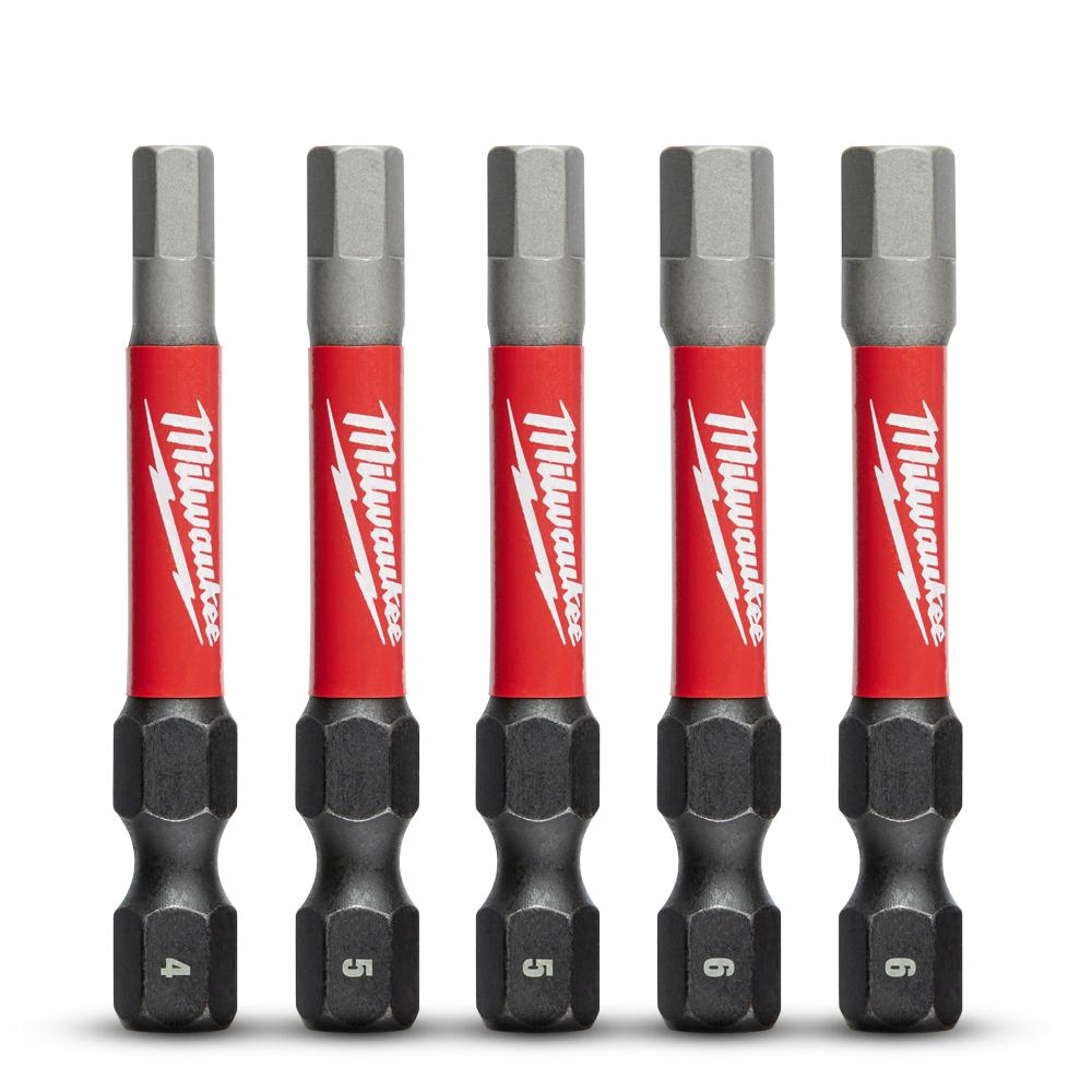 Milwaukee 48324695 5pce 4mm, 5mm & 6mm 50mm (2") SHOCKWAVE Hex Power ...
