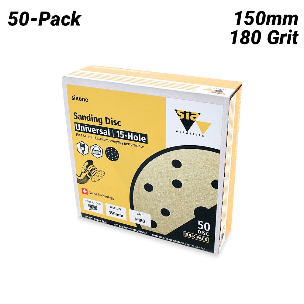Sia Abrasives F03E02DD31 50-Pack 150mm 180 Grit Universal 15-Hole Hook ...