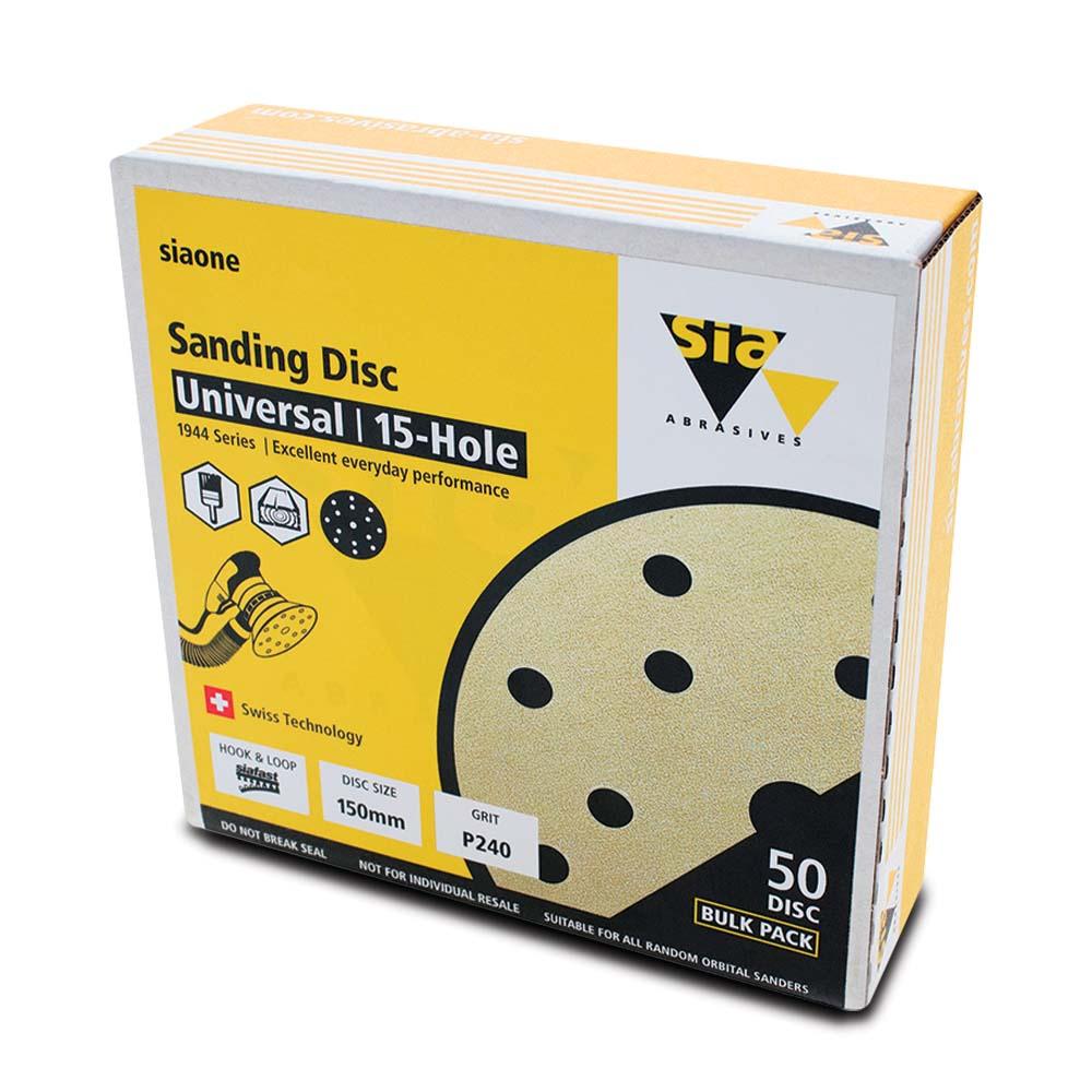Sia Abrasives 1944 (F03E02DD32) 50-Pack 150mm (6") 240 Grit 15H Hook ...