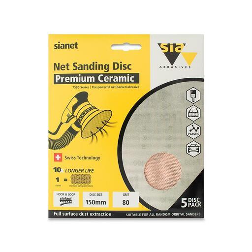 Sia Abrasives F03E02DD2R 5-Pack 150mm (6") 80 Grit Hook & Loop Premium ...