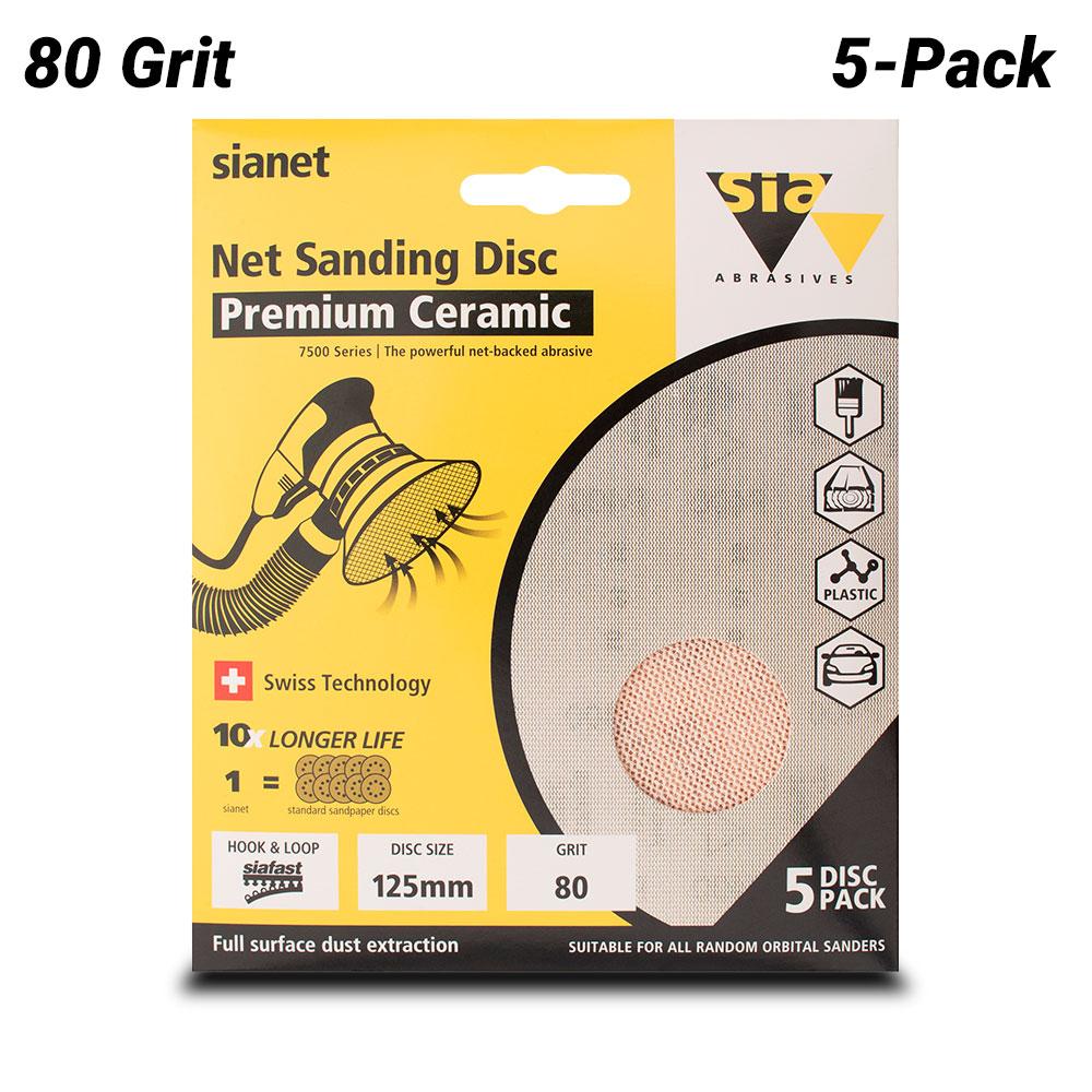 Sia Abrasives F03E02DD2J 5-Pack 125mm P80 Sanding Disc