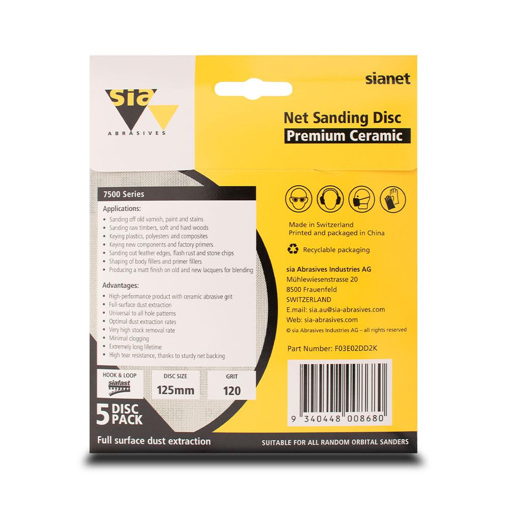 Sia Abrasives F03E02DD2K 5-Pack 125mm P120 Sanding Disc