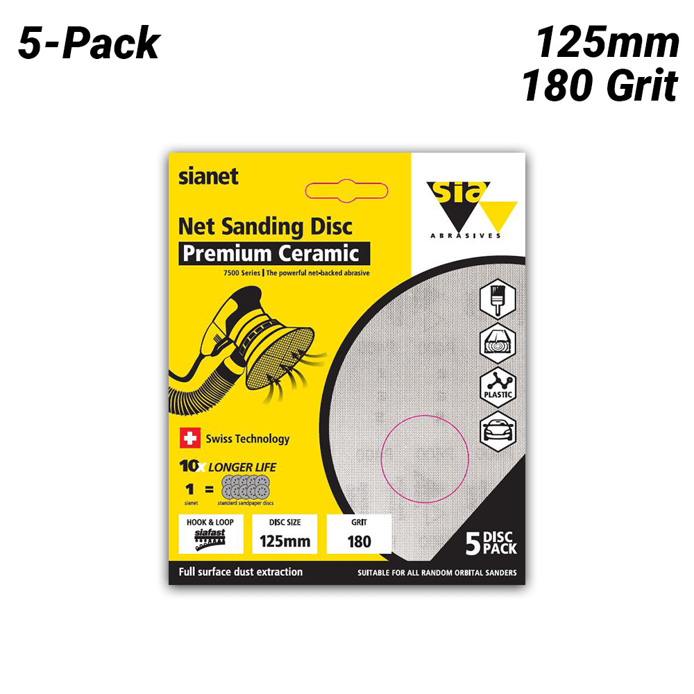 Sia Abrasives F03E02DD2L 5-Pack 125mm P180 Sanding Disc