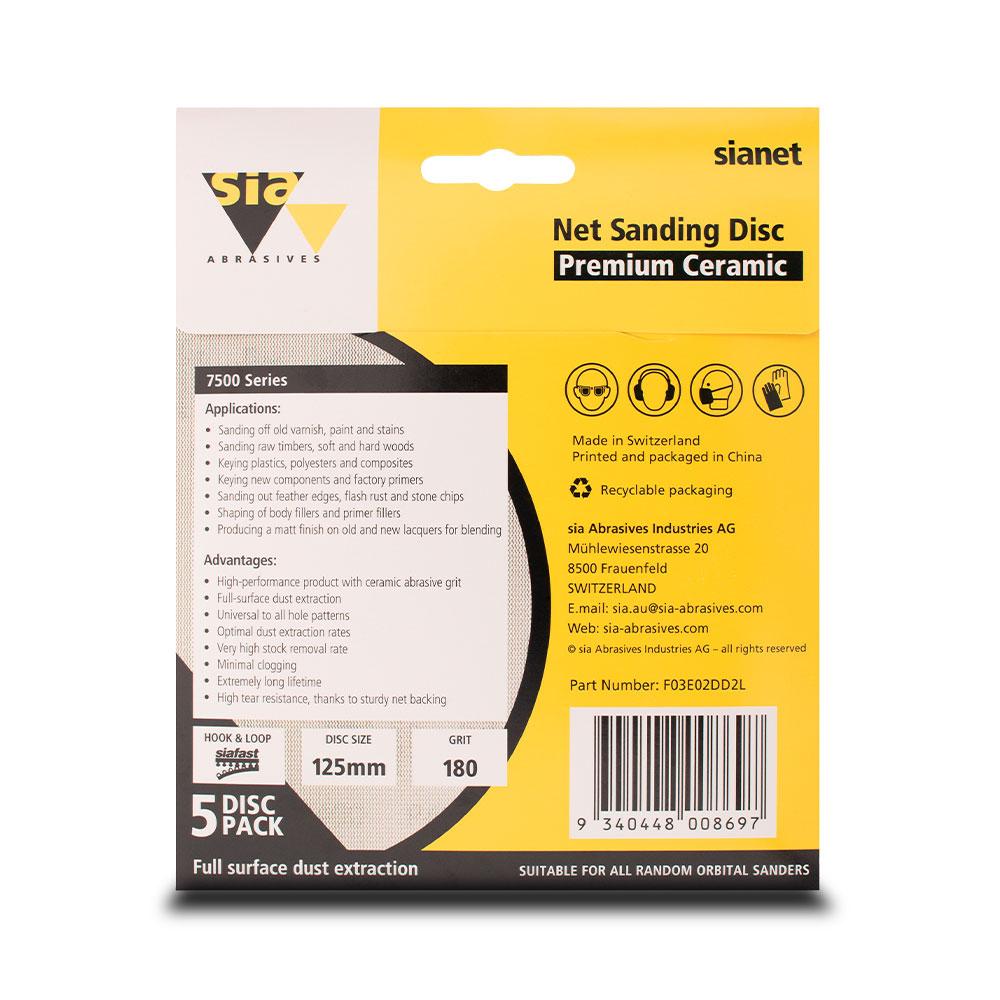 Sia Abrasives F03E02DD2L 5-Pack 125mm P180 Sanding Disc