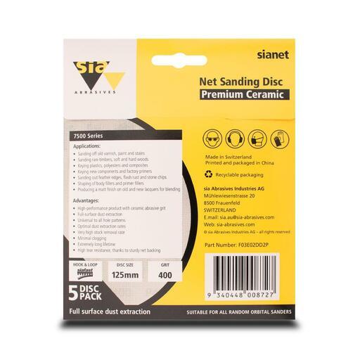 Sia Abrasives F03E02DD2P 5-Pack 125mm P400 Sanding Disc