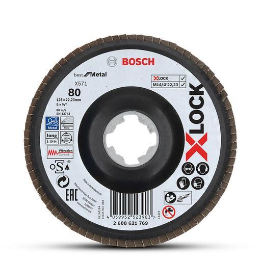 Bosch X-LOCK,BFM,125,G80 (2.608.621.769) 125mm (5") 80 Grit X-Lock Flap ...