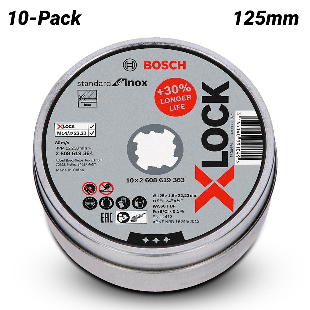 Bosch X-LOCK STANDARD INOX (2.608.619.364) 10-pack 125mm x 1.6mm x 22 ...