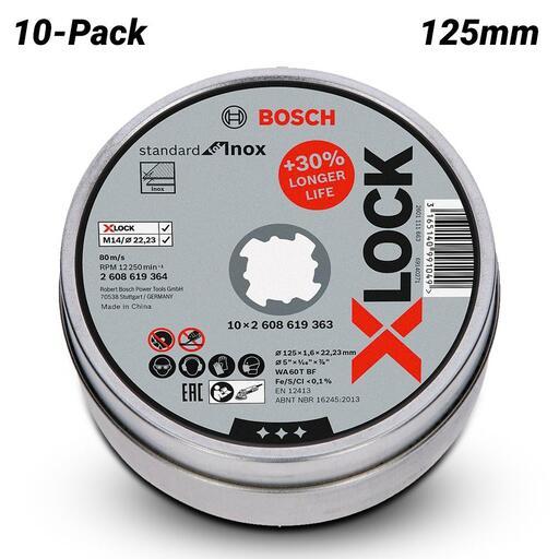 Bosch X-LOCK STANDARD INOX (2.608.619.364) 10-pack 125mm x 1.6mm x 22 ...