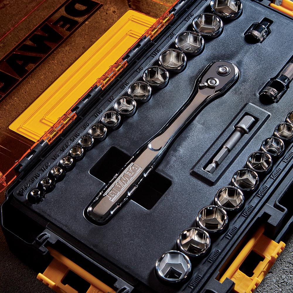 DeWalt DWMT45034-0 34pce 1/4" & 3/8" Drive Metric/SAE Socket Set