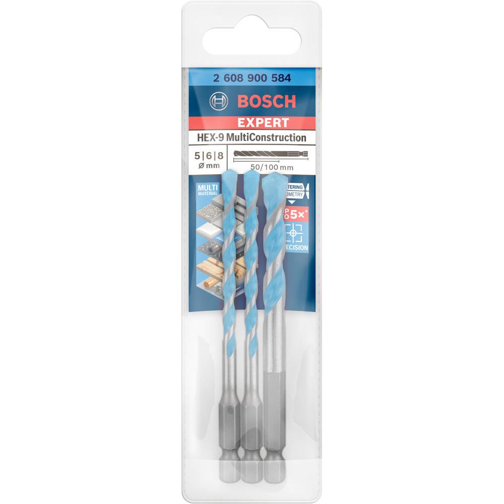 Bosch 2.608.900.584 EXPERT 3pce Hex-9 Multi-Construction Drill Bit Set
