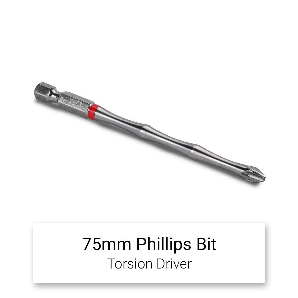 Xtorque PH275 PH2 75mm Phillips Head Torsion Driver Bit - 2 Pack