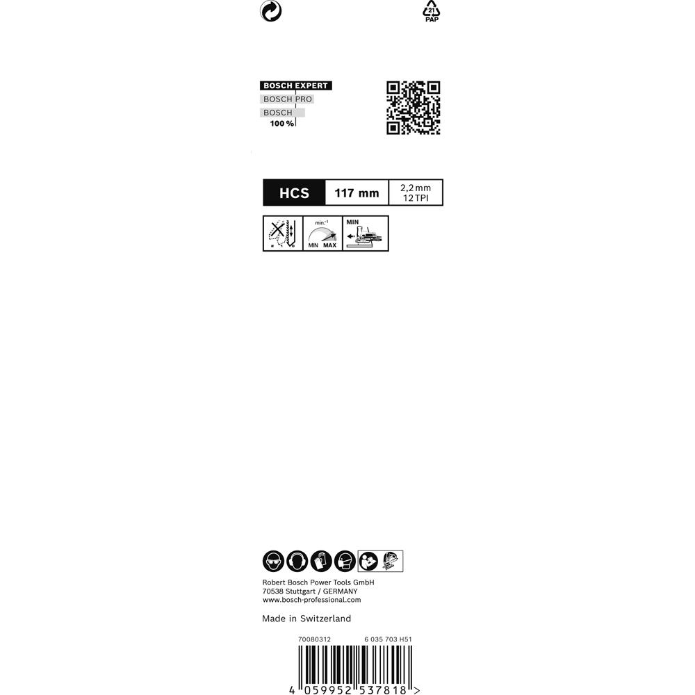 Bosch 2.608.900.557 EXPERT 3-Pack 117mm 12TPI T308BP 2-Side Clean Wood ...