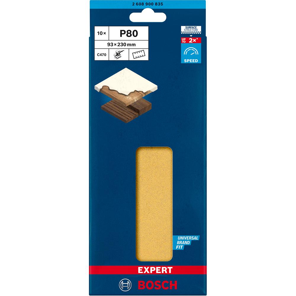 Bosch 2.608.900.835 EXPERT 10-Pack 93mm x 230mm 80 Grit C470 Sanding Paper