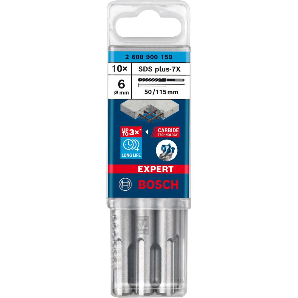 Bosch 2.608.900.159 EXPERT 10-Pack 6mm x 50mm x 115mm SDS Plus-7X ...